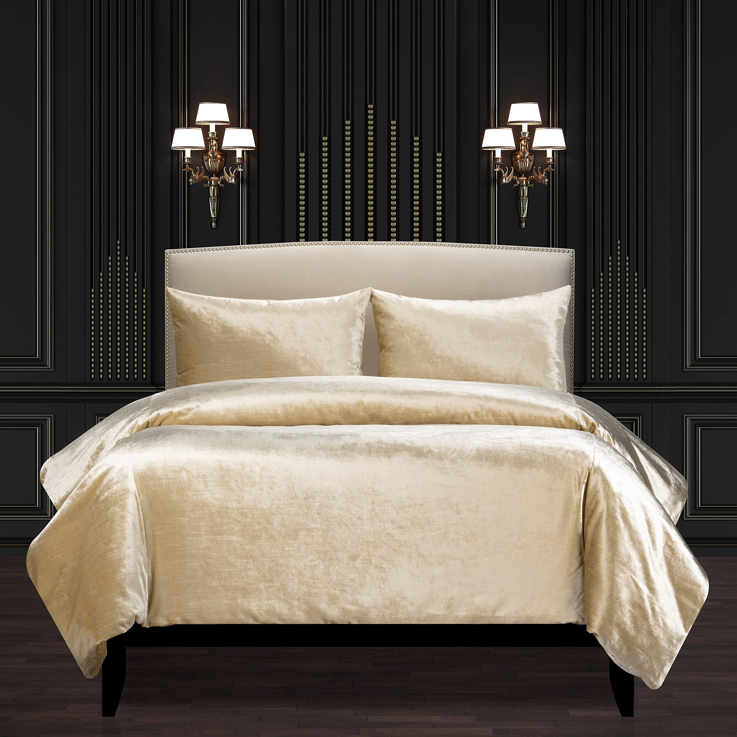 Overstock F Scott Fitzgerald Golden Hours Luxury Duvet Cover and Insert Set Queen 6 Piece