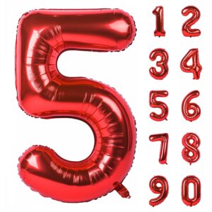 40 inch red large numbers birthday party decorations helium foil mylar big number balloon digital 5