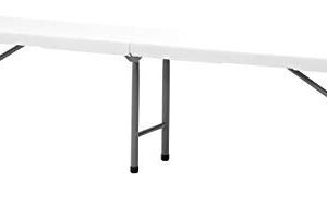 Ontario Furniture- White Plastic Folding Portable Bench for Indoor, Outdoor Picnic Bench, 6 (6 Feet (3 Legged))