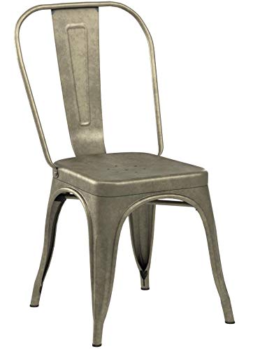 FDW Dining Chairs Set of 4 Metal Chairs Patio Chair Dining Room Kitchen Chair 18 Inches Seat Height Tolix Restaurant Chairs Trattoria Metal Indoor Outdoor Chairs Bar Stackable Chair