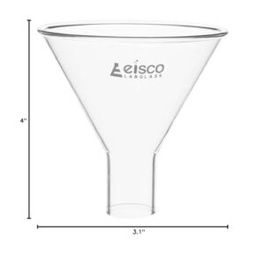 EISCO Powder Funnel, 75mm - 60º Angle - Plain Stem, 22mm - Borosilicate Glass