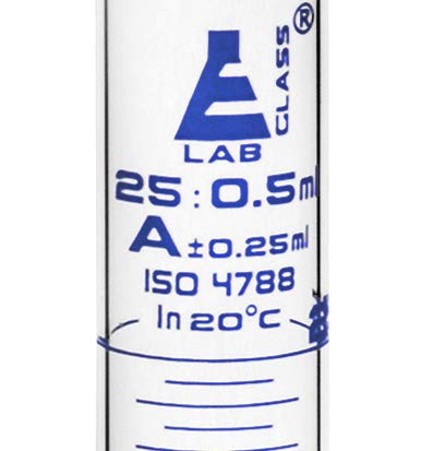 EISCO Graduated Cylinder, 25ml - Class A Tolerance ±0.25ml - Round Base - Blue Graduations - Borosilicate 3.3 Glass