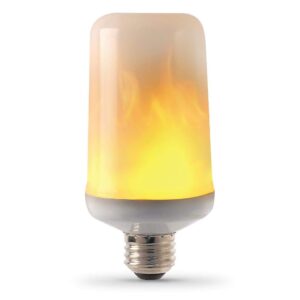 feit electric led light bulbs, 3-watt non-dimmable led bulb, color warm light (1500k) 80 lumen, t60 flame design led bulb