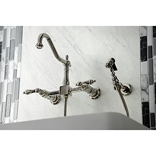 Kingston Brass KS1246ALBS Heritage Bridge Kitchen Faucet, Polished Nickel