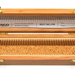 EISCO Wooden Slide Box for Size 45mm x 30mm Slides, Holds 50 Slides, Double Clasp Lid Labs