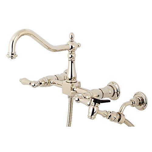 Kingston Brass KS1246ALBS Heritage Bridge Kitchen Faucet, Polished Nickel