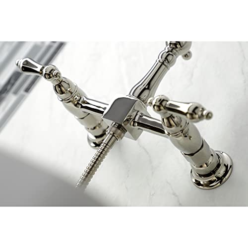 Kingston Brass KS1246ALBS Heritage Bridge Kitchen Faucet, Polished Nickel