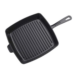 Staub Cast Iron 12-inch Square Grill Pan - Matte Black, Made in France