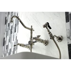 Kingston Brass KS1246ALBS Heritage Bridge Kitchen Faucet, Polished Nickel