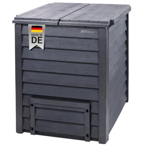 Garantia Thermo-Wood Polypropylene 600L Compost Bin, Outdoor Composting Bins, Square, 31.5x31.5x39.4 inches, 45.2 pounds, 2 Years Warranty, Made in France