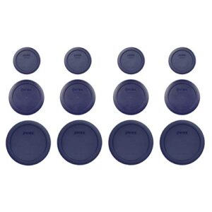 pyrex (4) 7200-pc 2 cup blue & (4) 7201-pc 4 cup blue & (4) 7202-pc 1 cup blue lids