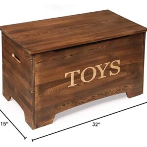 Badger Basket Farmhouse Solid Wood Rustic Toy Box with Reversible "Toys" Panel - Caramel Brown