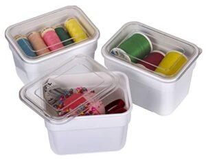 artbin 6970ag bins with lids 3-pack, [3] small art & craft organizer boxes, white with clear lids