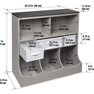 Badger Basket Combo Bin Toy Storage Unit and Book Shelf for Kids with 3 Baskets - Woodgrain/Gray