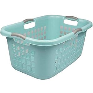 sterilite ultra 2 bushel plastic stackable clothes laundry basket bin, aqua