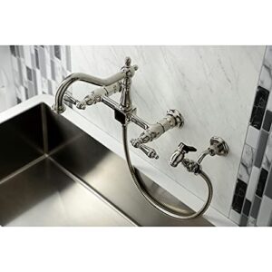 Kingston Brass KS1246ALBS Heritage Bridge Kitchen Faucet, Polished Nickel