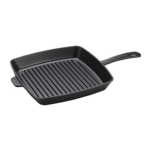 Staub Cast Iron 12-inch Square Grill Pan - Matte Black, Made in France