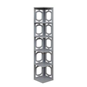 Convenience Concepts Omega 5 Tier Corner Bookcase, Gray