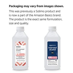 Amazon Basics 99% Isopropyl Alcohol First Aid For Technical Use,16 Fluid Ounces, 1-Pack (Previously Solimo)