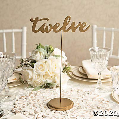 Gold Table Numbers (wooden numbers 1 through 12) Wedding and Party Decorations