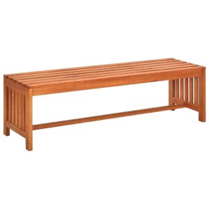 vidaxl 51.2" weather-resistant solid eucalyptus wood patio bench, easy-to-clean outdoor garden furniture with natural finish