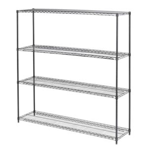 alera alesw207218ba ba plus 72 in. x 18 in. x 72 in. 4-shelf wire shelving kit - black anthracite plus