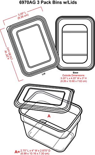 ArtBin 6970AG Bins with Lids 3-Pack, [3] Small Art & Craft Organizer Boxes, White with Clear Lids