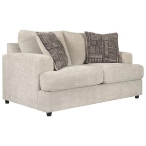 signature design by ashley soletren contemporary chenille loveseat with 2 accent pillows, off-white