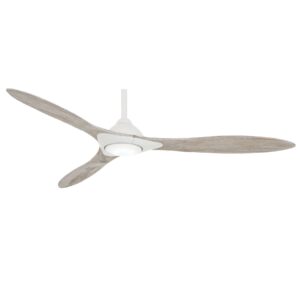 minka aire f868l-whf sleek 60" ceiling fan with led light and remote control, flat white