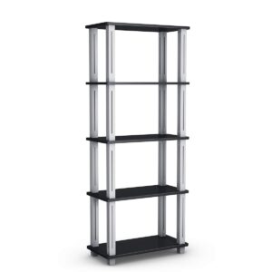 tangkula 57" storage shelves, space-saving 5-tier storage rack organizer multi-use shelving unit for home/office/dormitory/garage/warehouse (black)