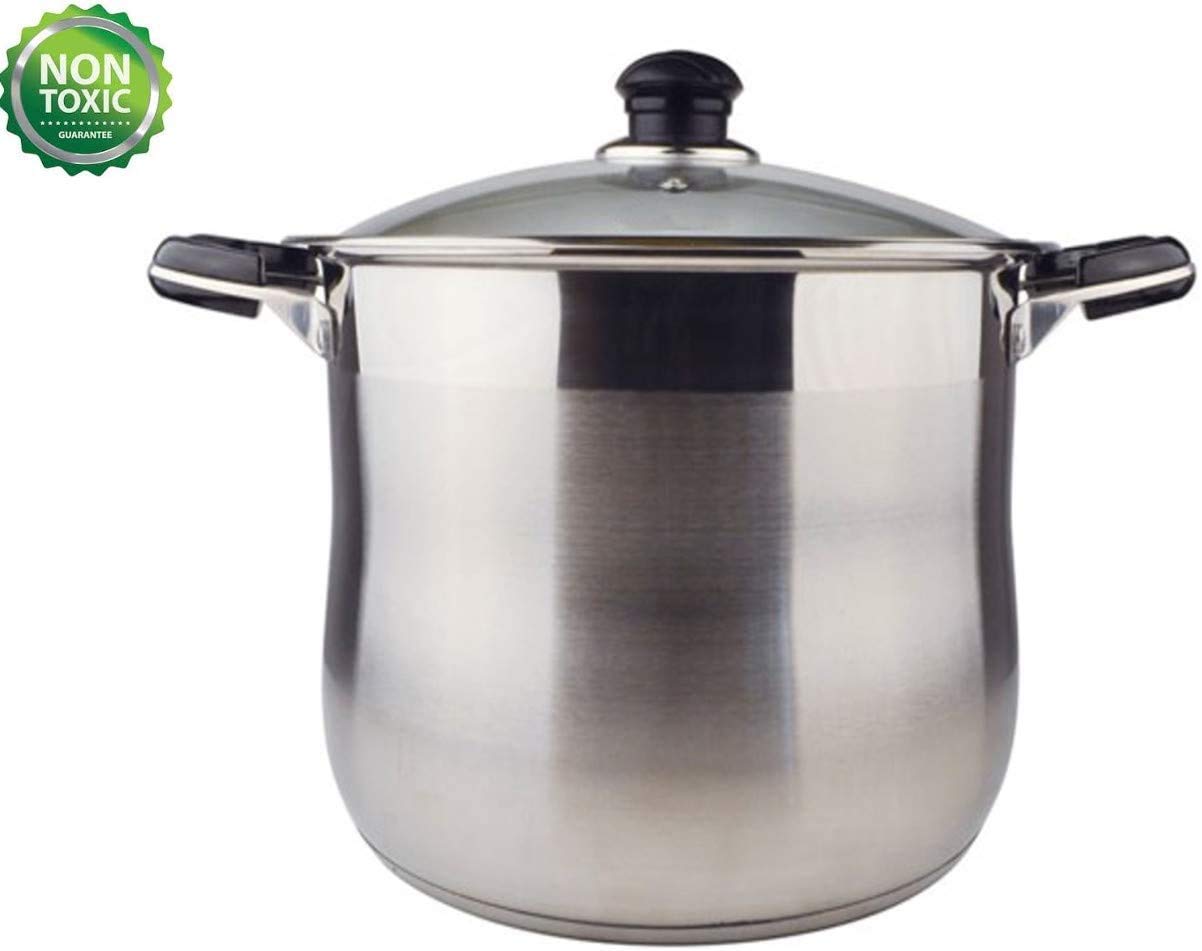 20 Quart Commercial Grade Stainless Steel High Stock Pot Non-Toxic Cookware Dishwasher Safe Heavy-Duty Encapsulated Bottom Stockpot Dutch Oven