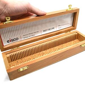 EISCO Wooden Slide Box for Size 45mm x 30mm Slides, Holds 50 Slides, Double Clasp Lid Labs