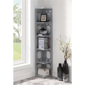 Convenience Concepts Omega 5 Tier Corner Bookcase, Gray