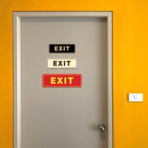 All Quality Standard Exit Wall or Door Sign | Durable Plastic and Easy Installation | Double-Sided Foam Adhesive Tape - Brushed Gold - Medium (1 Pack)