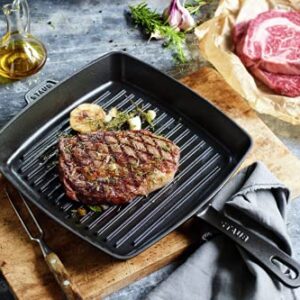 Staub Cast Iron 12-inch Square Grill Pan - Matte Black, Made in France