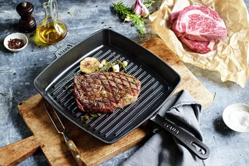 Staub Cast Iron 12-inch Square Grill Pan - Matte Black, Made in France