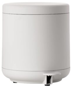 zone denmark ume bathroom trash bin, cosmetic bin, waste bin for bathroom, pedal bin with lid, soft grey (grey), diameter 7", height 8", 4.2 litres,