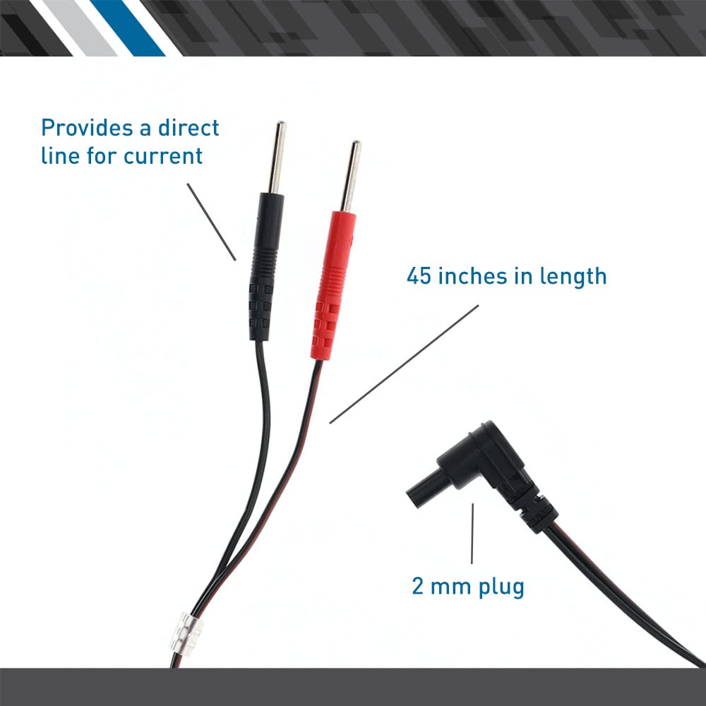 BodyMed Replacement Lead Wires, 45-in. Length, 2/Pack, 10 Pack – for Use with Electrotherapy TENS Units – Compatible with Electrode Lead Wires with 2 mm Plug