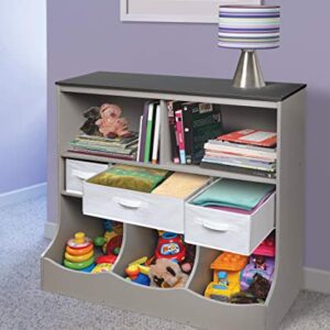 Badger Basket Combo Bin Toy Storage Unit and Book Shelf for Kids with 3 Baskets - Woodgrain/Gray