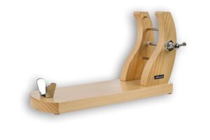 arcos accessoires - ham holder stand - metallic ironworks 500x280x180 mm 20"x11"x7" - natural colour lacquered pine wood brown color