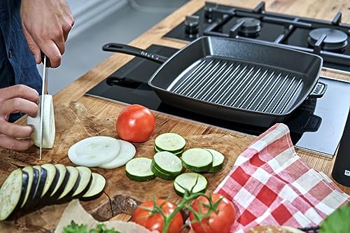 Staub Cast Iron 12-inch Square Grill Pan - Matte Black, Made in France