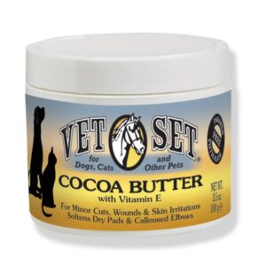 vetset cocoa butter with vitamin e, 3.5 oz, 100g. jar