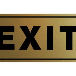 All Quality Standard Exit Wall or Door Sign | Durable Plastic and Easy Installation | Double-Sided Foam Adhesive Tape - Brushed Gold - Medium (1 Pack)