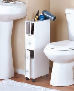 slender space-saving bathroom organizer with top openings - white