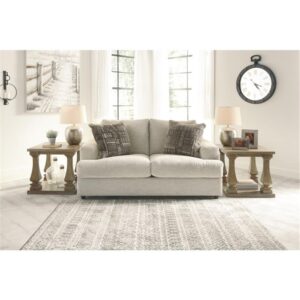 Signature Design by Ashley Soletren Contemporary Chenille Loveseat with 2 Accent Pillows, Off-White