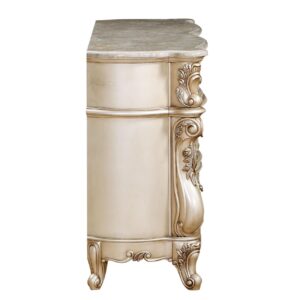 Acme Gorsedd 6-Drawer Wooden Dresser with Marble Top in Golden Ivory