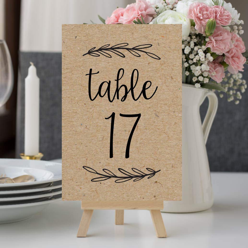 1-25 Rustic Kraft Table Number Double Sided Signs For Wedding Reception, Restaurant, Birthday Party Event Calligraphy Printed Numbered Card Centerpiece Decoration Setting Reusable Frame Stand 4x6 Size