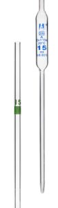 eisco volumetric pipette, 15ml - class a blue markings green coded borosilicate glass- eisco labs