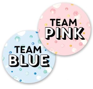 gender reveal stickers - set of 24 "team pink"&"team blue" team boy or girl gender reveal stickers - gender reveal party stickers - gender reveal team - made in the usa by palmer street press