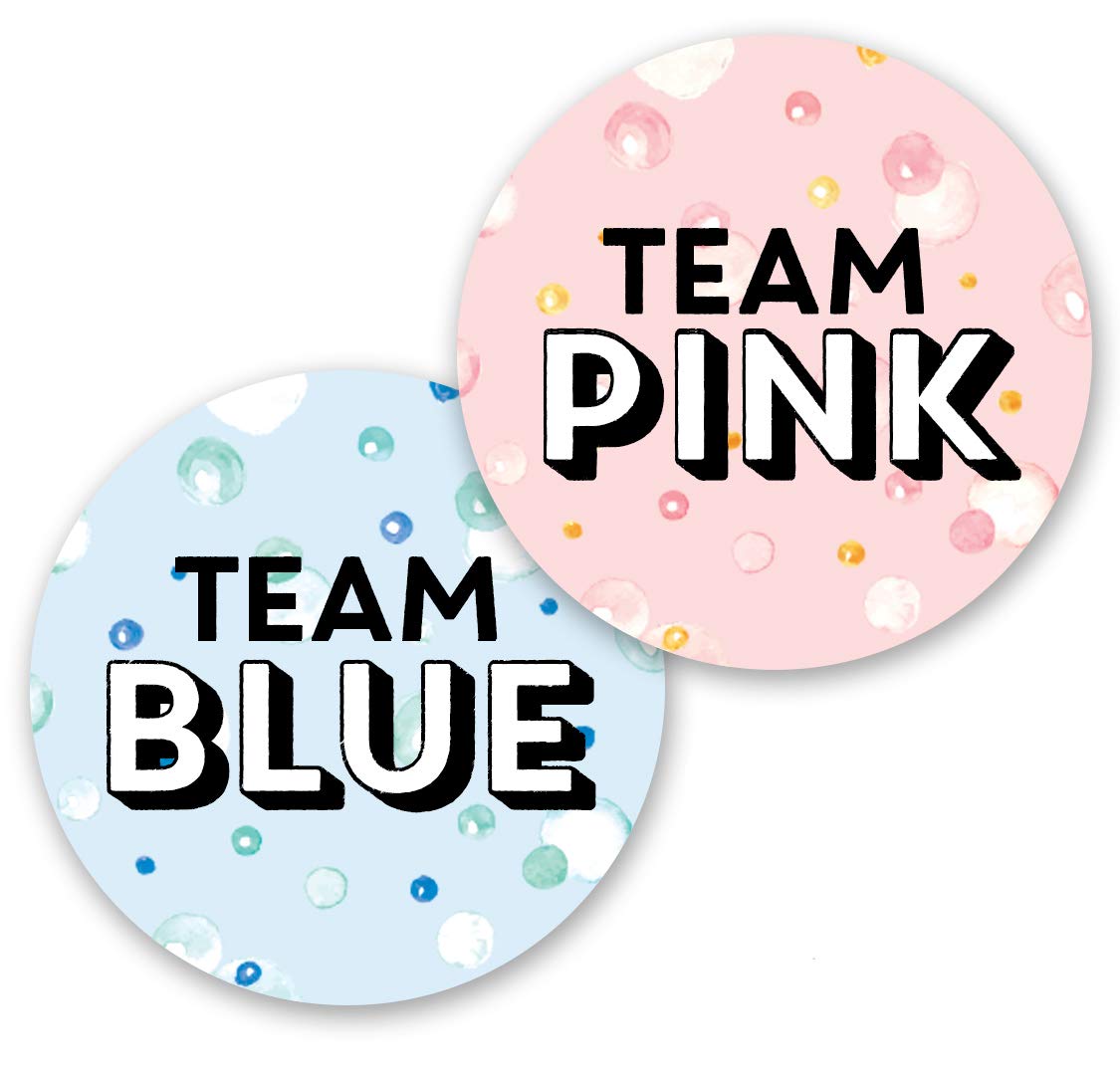 Gender Reveal Stickers - Set of 24 "Team Pink"&"Team Blue" Team Boy Or Girl Gender Reveal Stickers - Gender Reveal Party Stickers - Gender Reveal Team - Made in The USA by Palmer Street Press